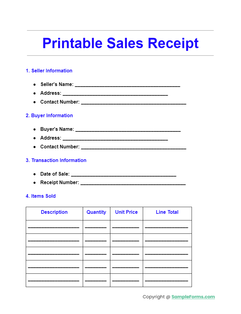 FREE 14+ Sales Receipt Form Samples, PDF, MS Word, Google Docs, Excel