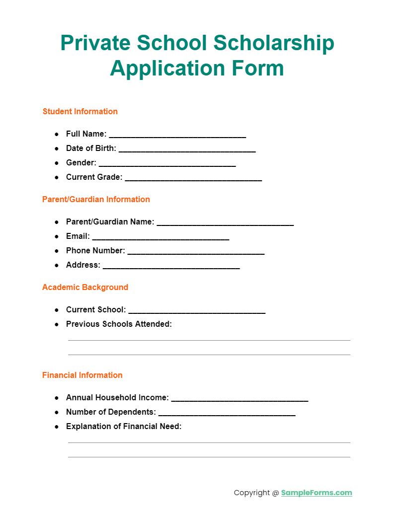 FREE 14+ Scholarship Application Form Samples, PDF, MS Word, Google ...