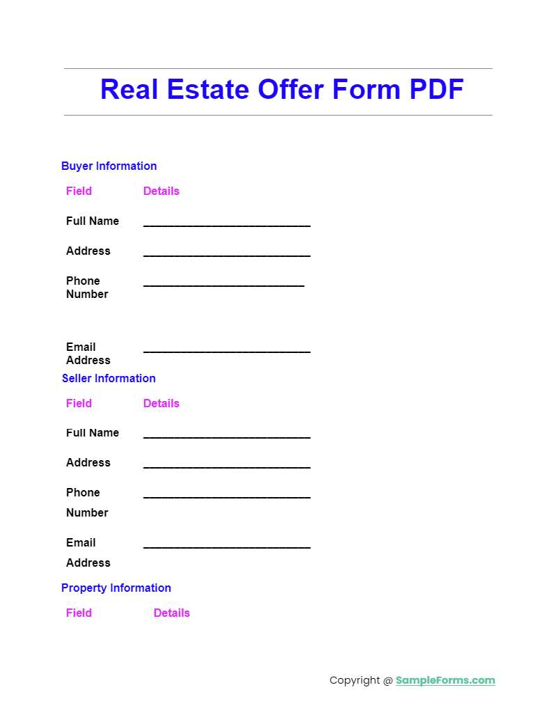 FREE 13+ Real Estate Offer Form Samples, PDF, MS Word, Google Docs