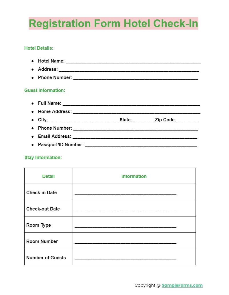 FREE 14+ Hotel Registration Form Samples, PDF, MS Word, Google Docs, Excel