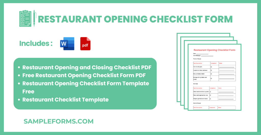 FREE 10+ Restaurant Opening Checklist Form Samples, PDF, MS Word ...