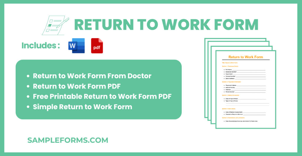 FREE 54+ Return to Work Form Samples, PDF, MS Word, Google Docs