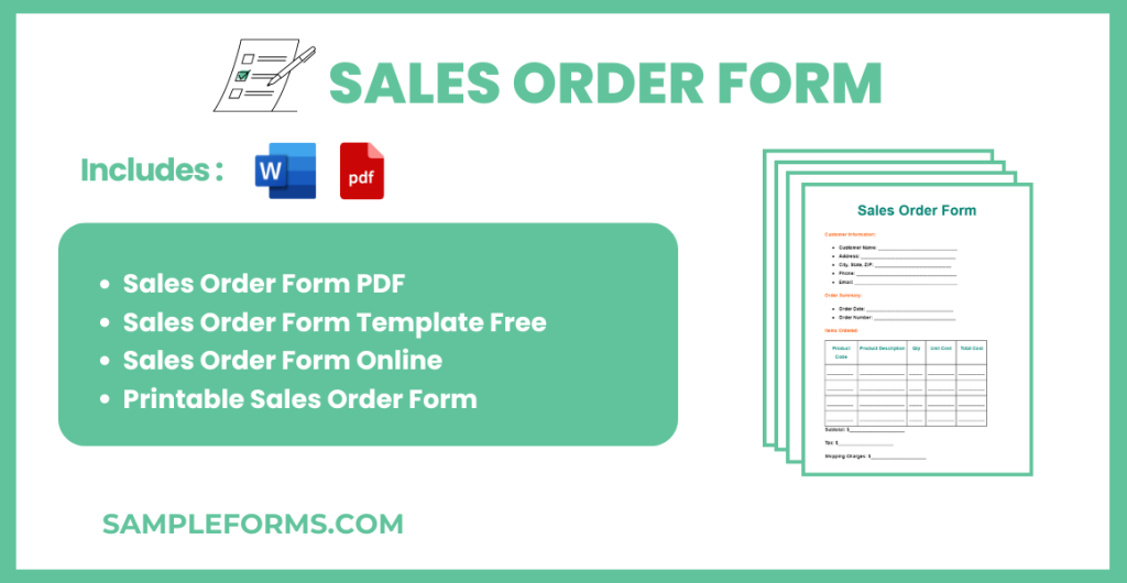FREE 60+ Sales Order Form Samples, PDF, MS Word, Google Docs, Excel