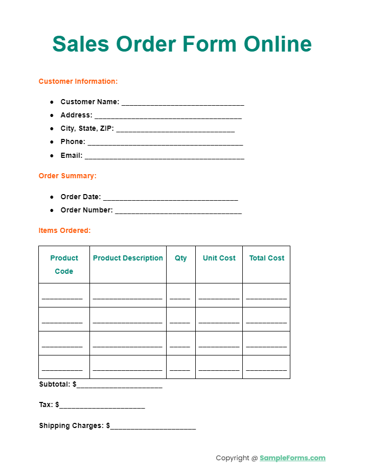 FREE 60+ Sales Order Form Samples, PDF, MS Word, Google Docs, Excel