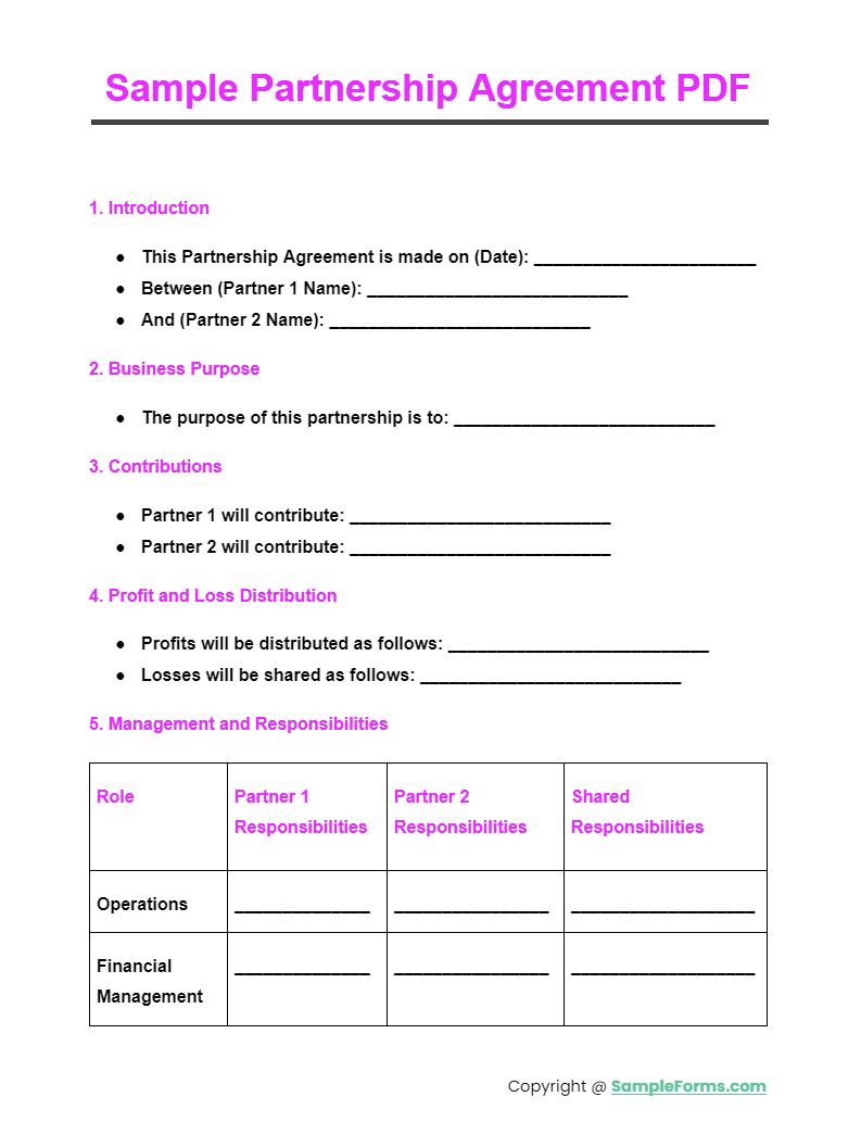 FREE 13+ Partnership Agreement Samples, PDF, MS Word, Google Docs