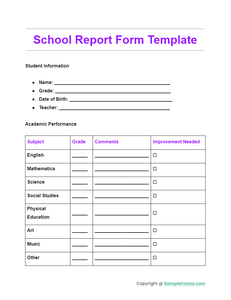 FREE 14+ School Report Form Samples, PDF, MS Word, Google Docs, Excel
