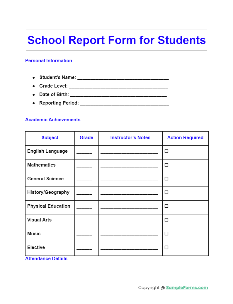FREE 14+ School Report Form Samples, PDF, MS Word, Google Docs, Excel