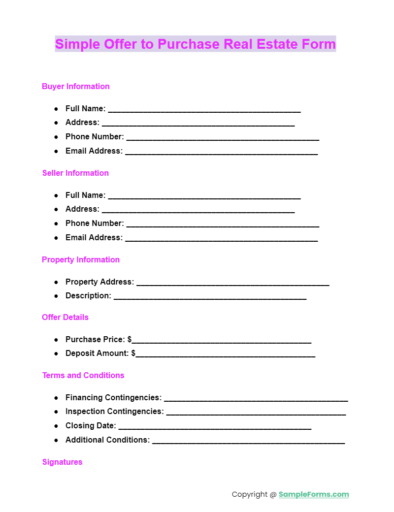 FREE 13+ Real Estate Offer Form Samples, PDF, MS Word, Google Docs