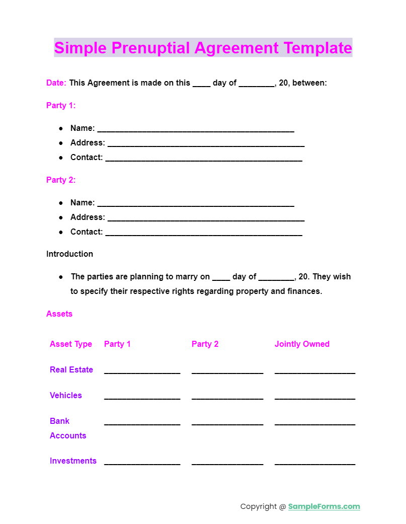 FREE 11+ Prenuptial Agreement Form Samples, PDF, MS Word, Google Docs