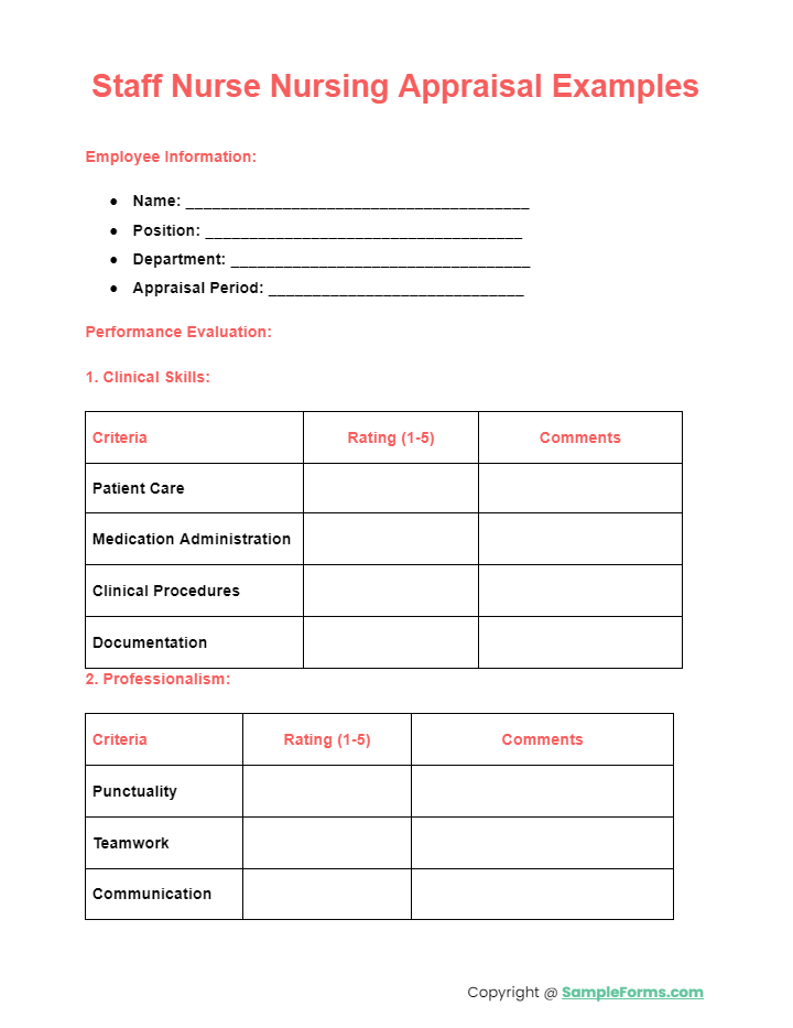 FREE 11+ Nurse Appraisal Form Samples, PDF, MS Word, Google Docs