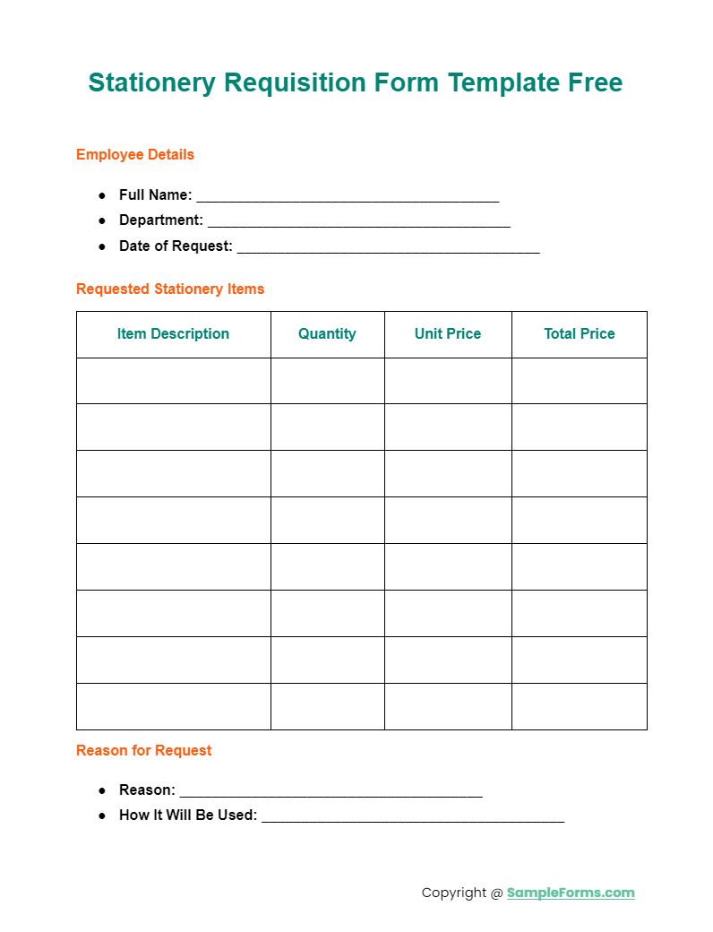 FREE 13+ Stationery Requisition Form Samples, PDF, MS Word, Google Docs