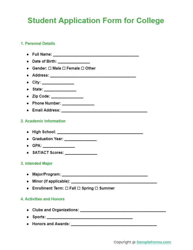 FREE 44+ Student Application Form Samples, PDF, MS Word, Google Docs, Excel