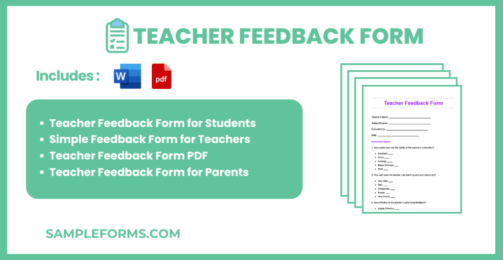 FREE 18+ Teacher Feedback Form Samples, PDF, MS Word, Google Docs