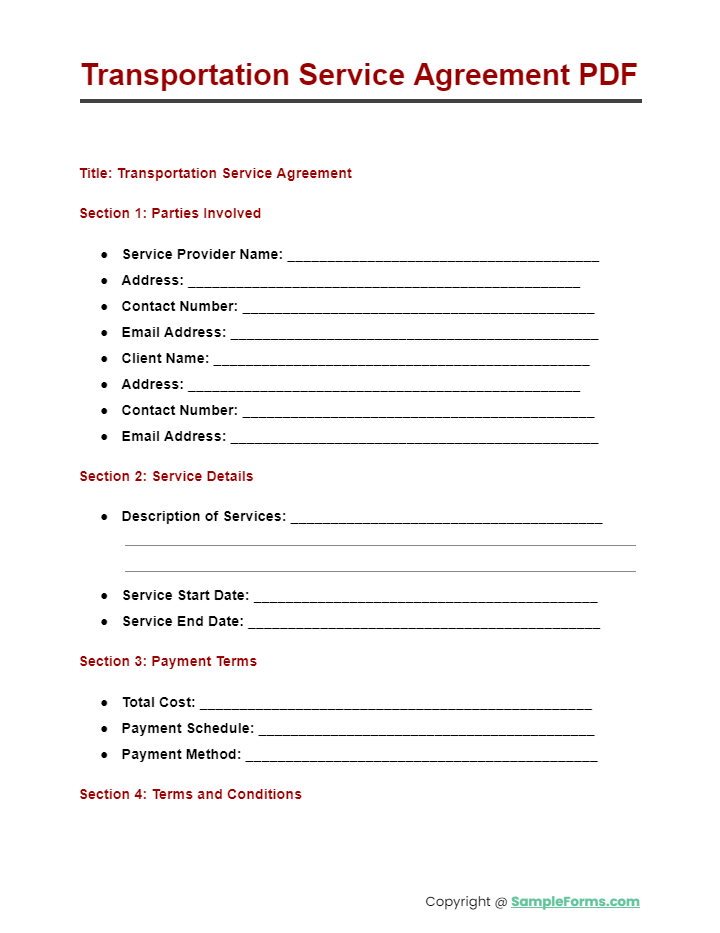FREE 12+ Transportation Contract Form Samples, PDF, MS Word, Google Docs