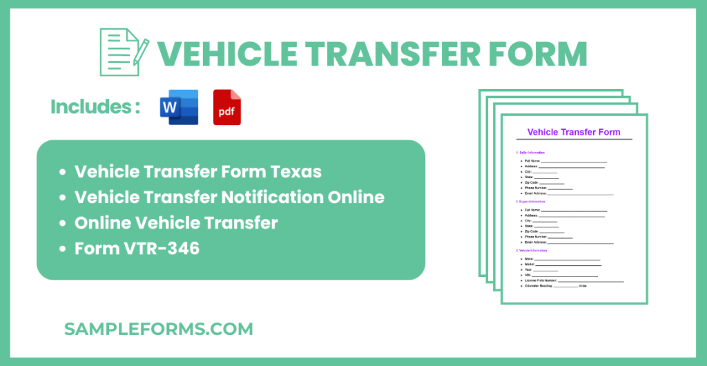 FREE 9+ Vehicle Transfer Form Samples, PDF, MS Word, Google Docs, Excel