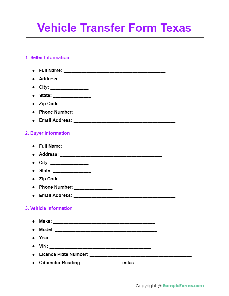 FREE 9+ Vehicle Transfer Form Samples, PDF, MS Word, Google Docs, Excel