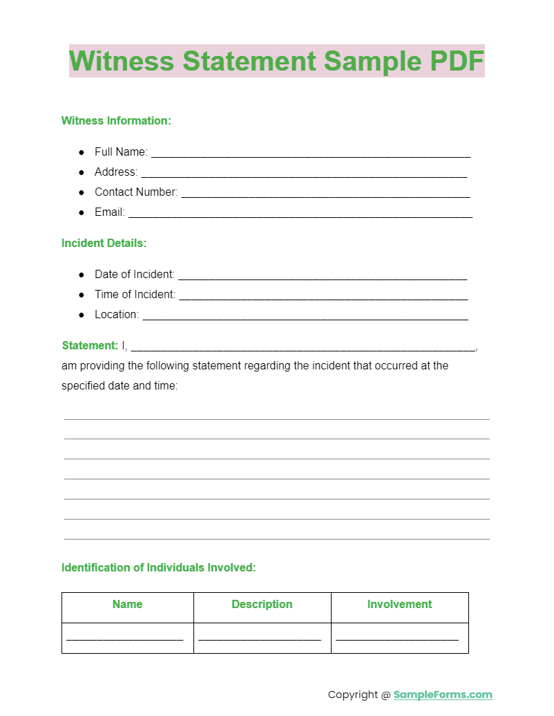 Free 4+ Witness Statement Samples, PDF, MS Word, Google Docs