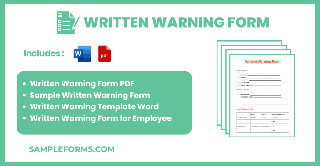 FREE 14+ Written Warning Form Samples, PDF, MS Word, Google Docs