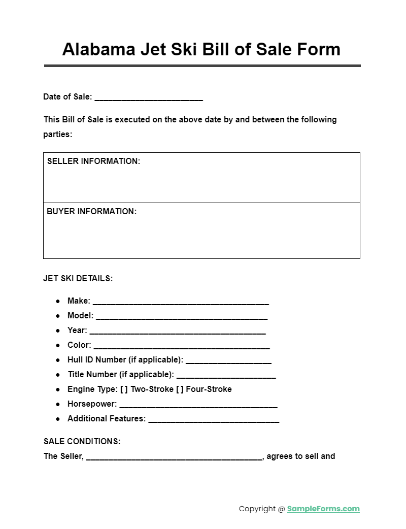 Free 33+ Alabama Bill of Sale Samples, PDF, MS Word, Google Docs