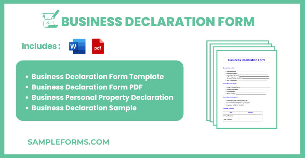 FREE 12+ Business Declaration Form Samples, PDF, MS Word, Google Docs ...