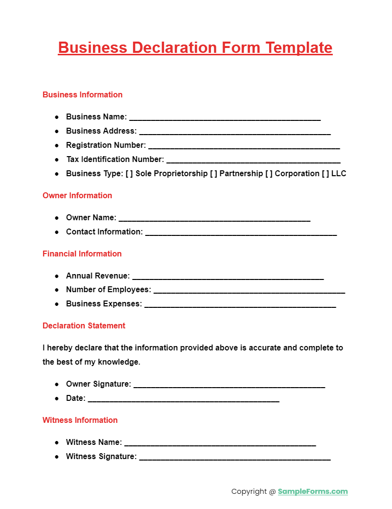 FREE 12+ Business Declaration Form Samples, PDF, MS Word, Google Docs ...