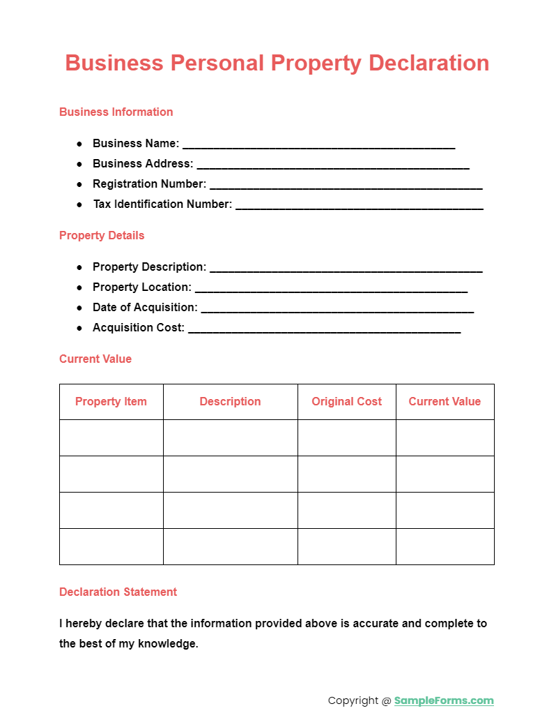 FREE 12+ Business Declaration Form Samples, PDF, MS Word, Google Docs ...