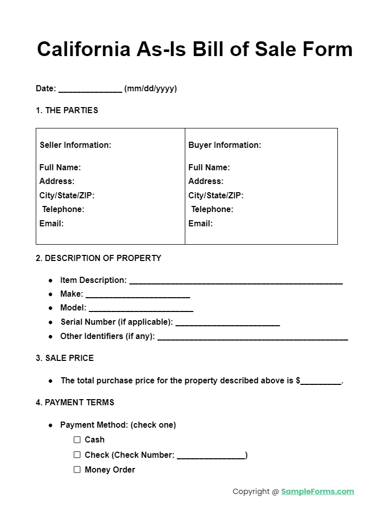 FREE 33+ California Bill of Sale Form Samples, PDF, MS Word, Google Docs
