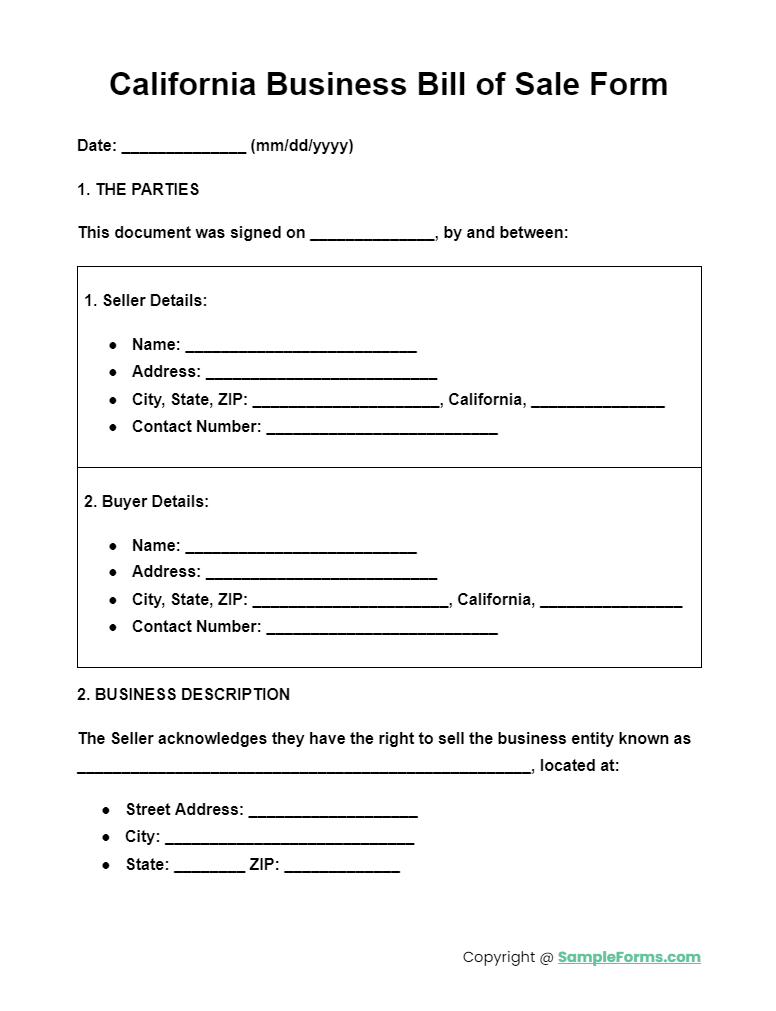 FREE 33+ California Bill of Sale Form Samples, PDF, MS Word, Google Docs