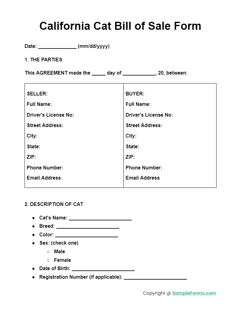 FREE 33+ California Bill of Sale Form Samples, PDF, MS Word, Google Docs