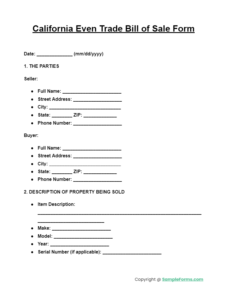FREE 33+ California Bill of Sale Form Samples, PDF, MS Word, Google Docs
