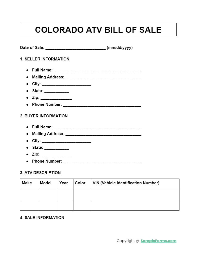 FREE 33+ Colorado Bill of Sale Form Samples, PDF, MS Word, Google Docs