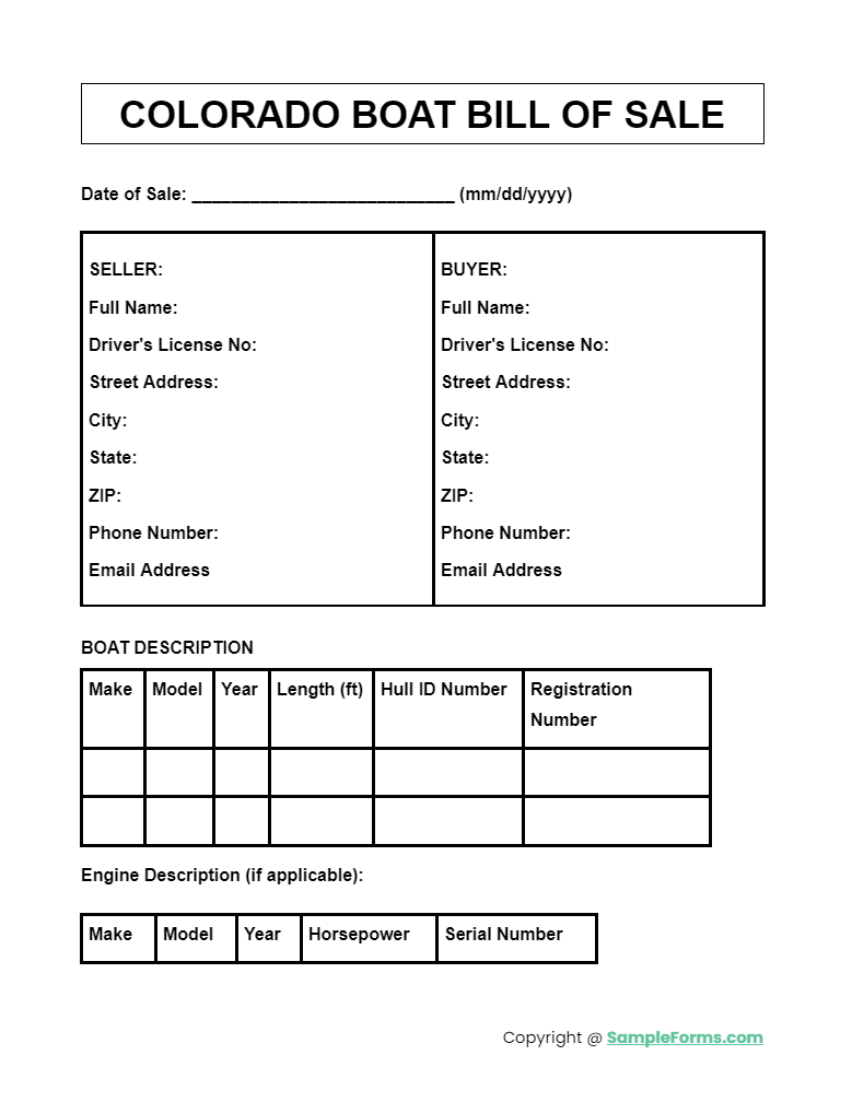 FREE 33+ Colorado Bill of Sale Form Samples, PDF, MS Word, Google Docs