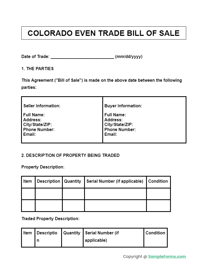 FREE 33+ Colorado Bill of Sale Form Samples, PDF, MS Word, Google Docs