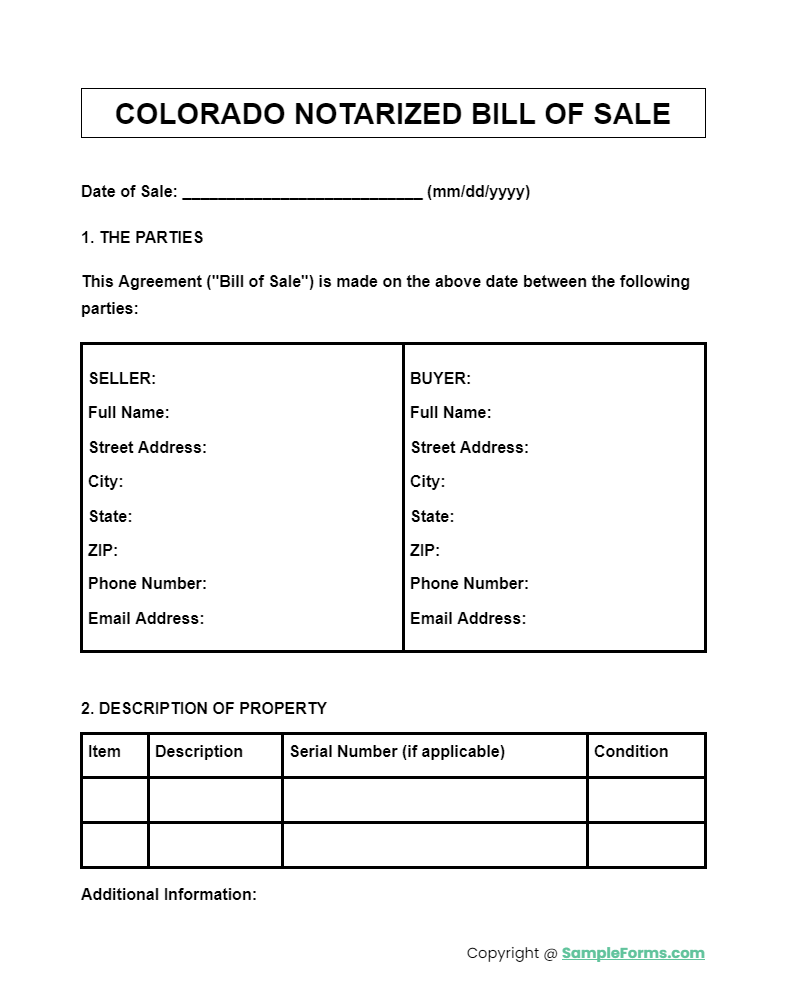 FREE 33+ Colorado Bill of Sale Form Samples, PDF, MS Word, Google Docs