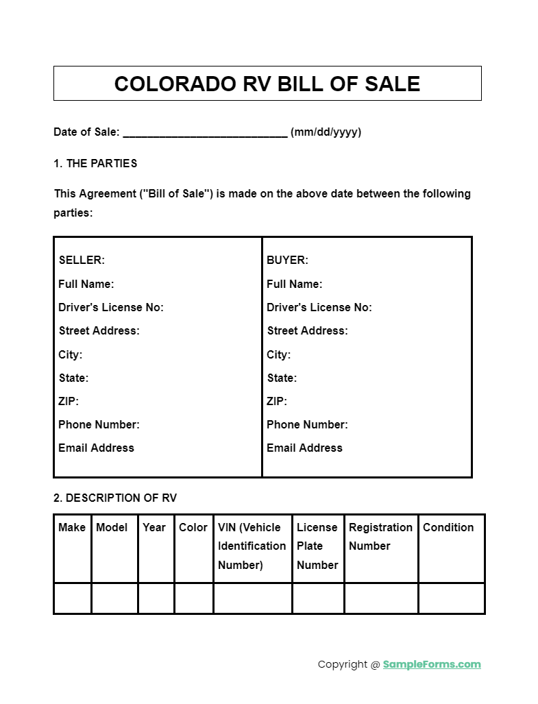 FREE 33+ Colorado Bill of Sale Form Samples, PDF, MS Word, Google Docs