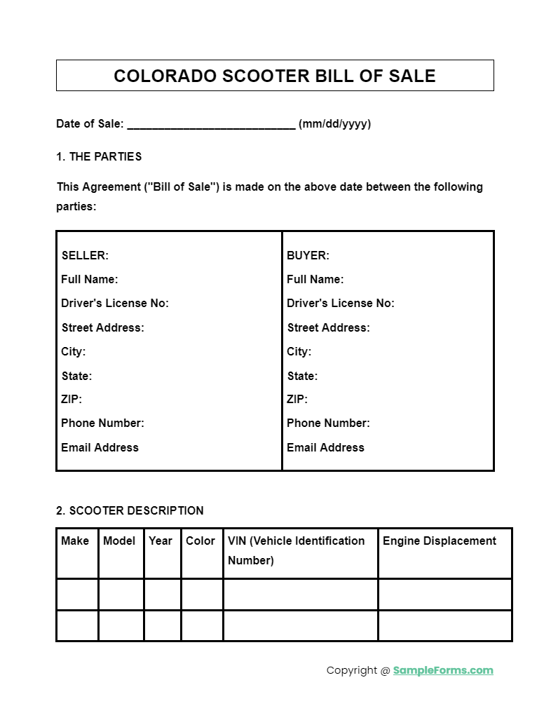 FREE 33+ Colorado Bill of Sale Form Samples, PDF, MS Word, Google Docs