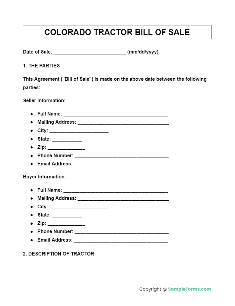 FREE 33+ Colorado Bill of Sale Form Samples, PDF, MS Word, Google Docs