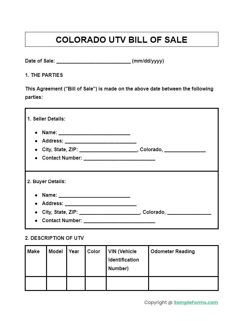 FREE 33+ Colorado Bill of Sale Form Samples, PDF, MS Word, Google Docs
