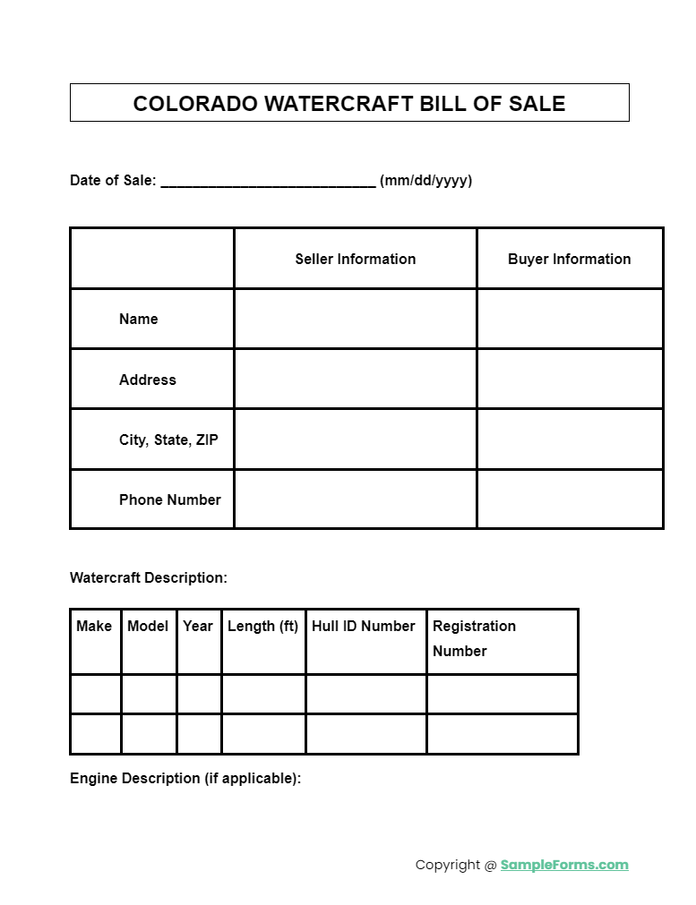 FREE 33+ Colorado Bill of Sale Form Samples, PDF, MS Word, Google Docs