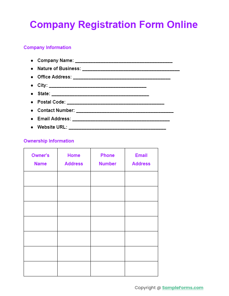 FREE 11+ Company Registration Form Samples, PDF, MS Word, Google Docs