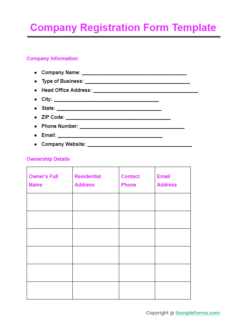 FREE 11+ Company Registration Form Samples, PDF, MS Word, Google Docs