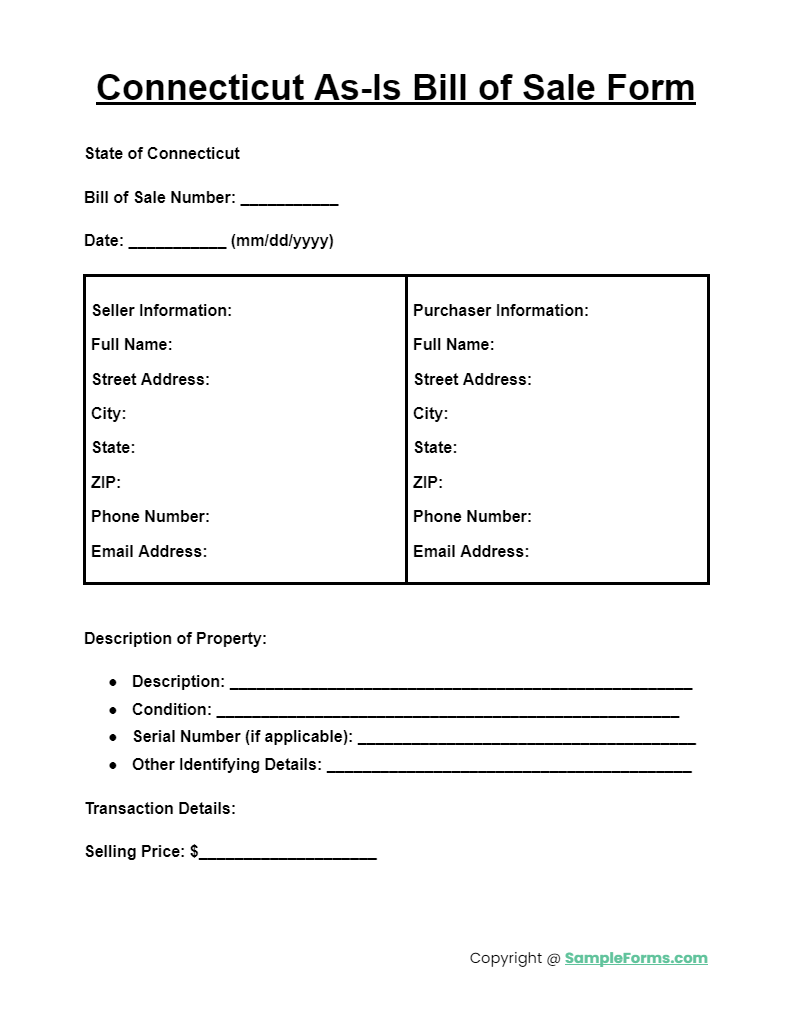 FREE 33+ Connecticut Bill of Sale Form Samples, PDF, MS Word, Google Docs