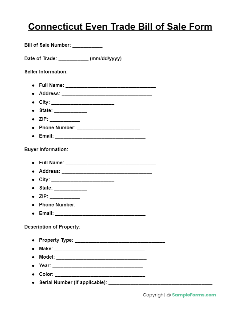 FREE 33+ Connecticut Bill of Sale Form Samples, PDF, MS Word, Google Docs