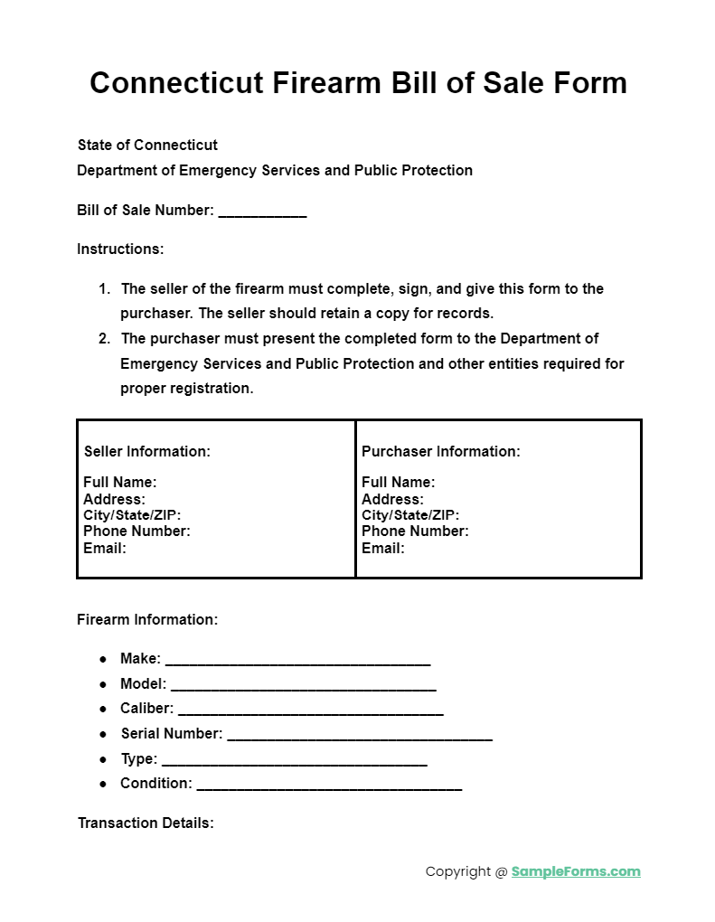 FREE 33+ Connecticut Bill of Sale Form Samples, PDF, MS Word, Google Docs
