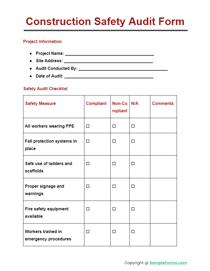 FREE 13+ Construction Safety Form Samples, PDF, MS Word, Google Docs