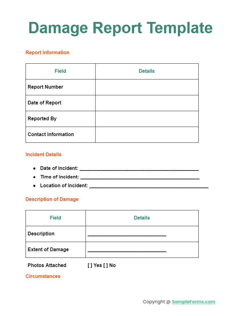 FREE 11+ Damage Report Form Samples, PDF, MS Word, Google Docs, Excel