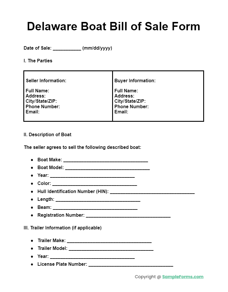 FREE 33+ Delaware Bill of Sale Form Samples, PDF, MS Word, Google Docs