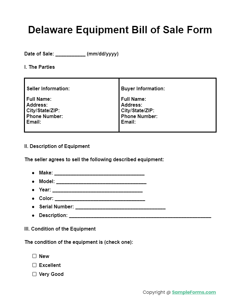 FREE 33+ Delaware Bill of Sale Form Samples, PDF, MS Word, Google Docs
