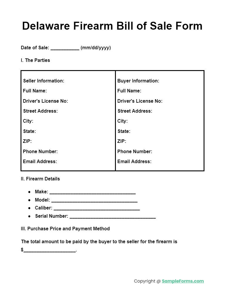 FREE 33+ Delaware Bill of Sale Form Samples, PDF, MS Word, Google Docs