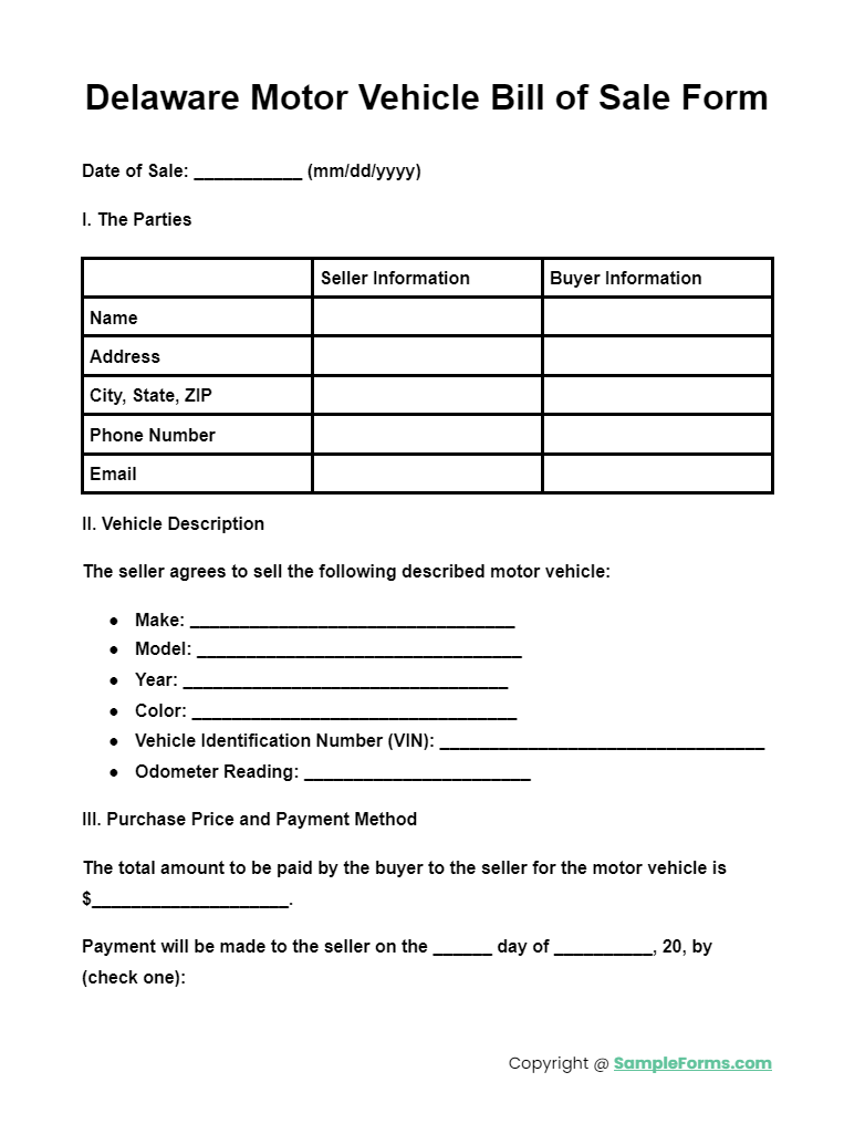 FREE 33+ Delaware Bill of Sale Form Samples, PDF, MS Word, Google Docs